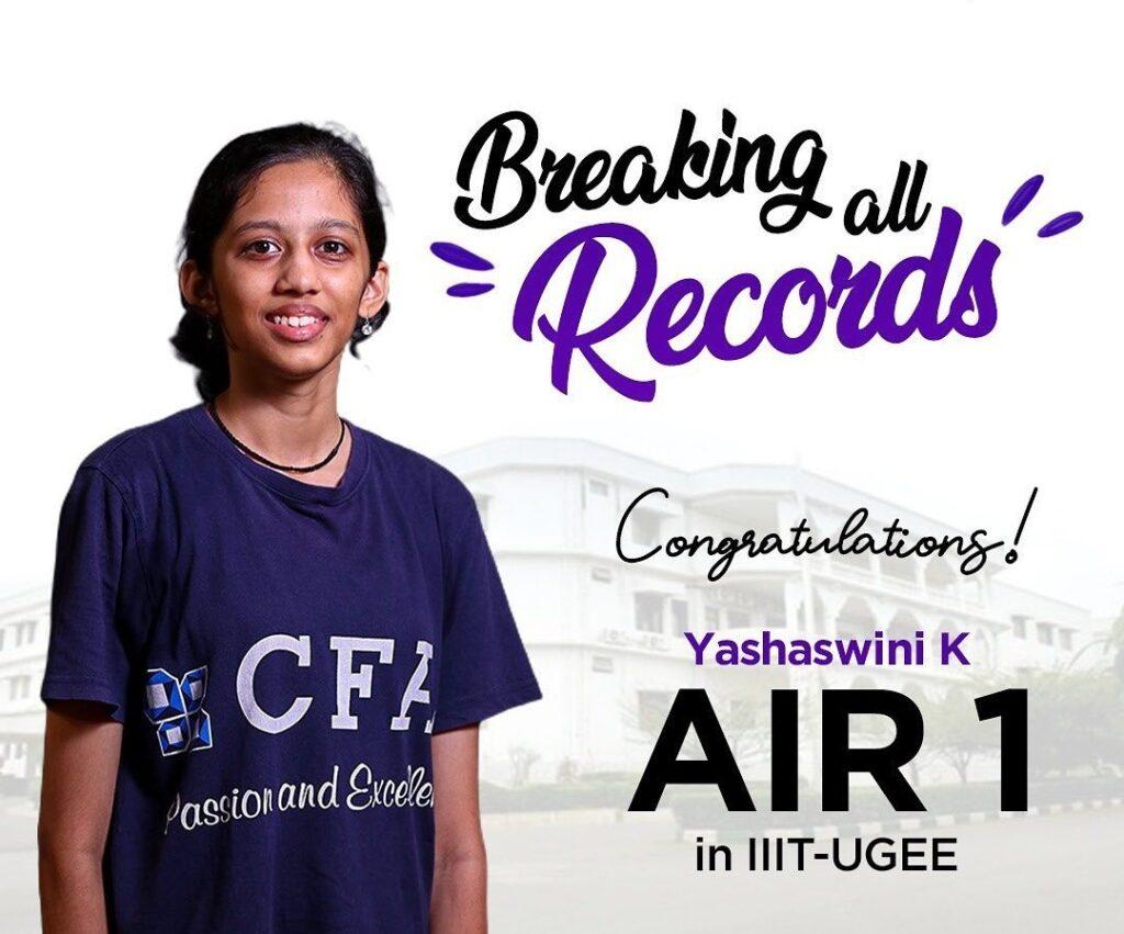 Journey of Success: Interview with Yashaswini K, AIR 1 in IIIT UGEE - Center for Advanced Learning